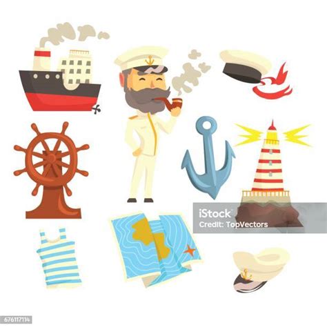 선장 흡연 파이프 라벨 디자인에 대 한 설정 화려한 만화 일러스트 상세 0명에 대한 스톡 벡터 아트 및 기타 이미지 0명 날씨 독일 Istock