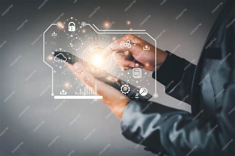 Premium Photo Businessman Accessing The Cloud Computing Technology