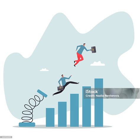 비즈니스 승리를 능가하고 추월하기 위한 경쟁 우위 또는 혁신 비즈니스 또는 경력 성장을 위한 전략 또는 스마트한 방법 Character For Design 개선에 대한 스톡