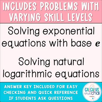 Solving Natural Log Equations And Exponential Equations By Calculus And Chai