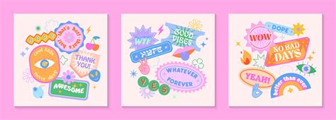 90 년대 스타일의 패치와 스티커가있는 귀여운 재미있는 템플릿의 벡터 세트 Y2k 미학의 현대적인 상징 개념에 대한 스톡 벡터 아트 및 기타 이미지 Istock