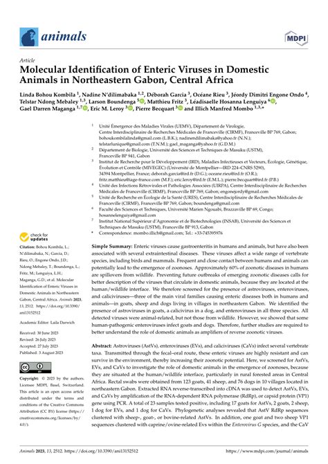 Pdf Molecular Identification Of Enteric Viruses In Domestic Animals