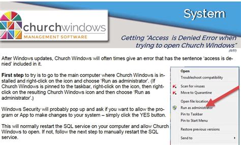 System Access Denied After Microsoft Windows™ Updates V17 And Newer Chms
