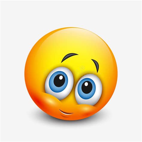Emoticon Tímido Lindo Emoji Vector El Ejemplo Stock De Ilustración