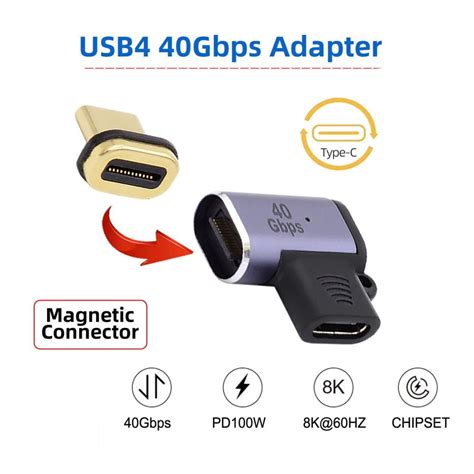 Snapklik Com Chenyang CY USB C Magnetic Connector 40Gbps USB4 Type C Male To Female 90 Degree