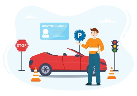 Driving School With Education Process Of Car Training And Learning To