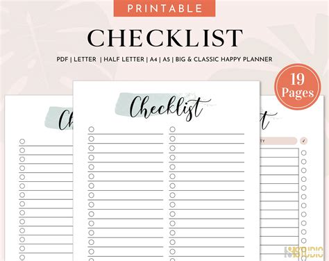 Checklist Template Planner Printable Daily Planner Task List Daily Checklist Work Planner
