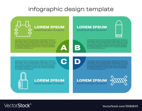 Set Line Safe Combination Lock Bulletproof Vest Vector Image
