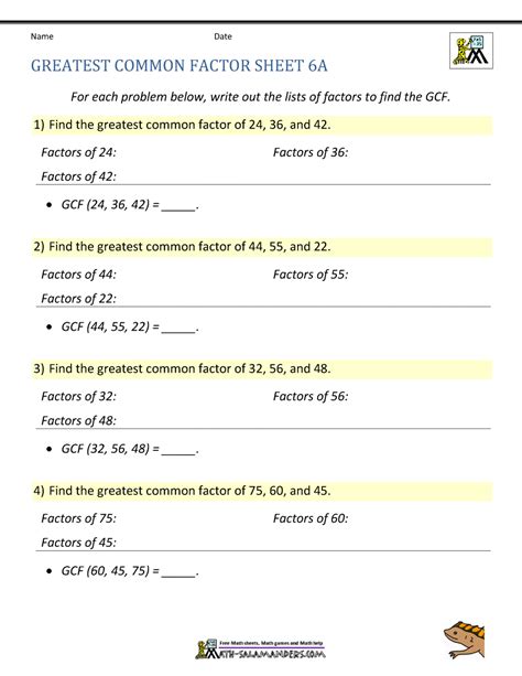 Factoring Greatest Common Factor Worksheet E