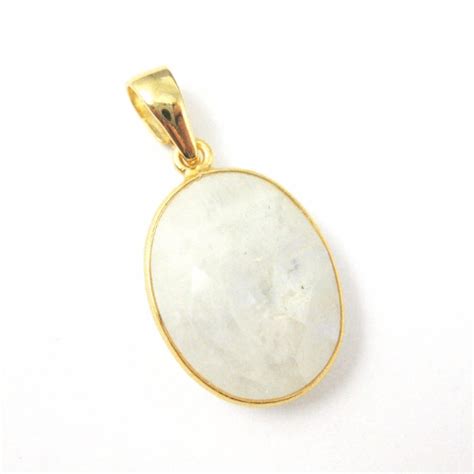 Moonstone Bezel Gemstone Oval Pendant Shraddha Shree Gems