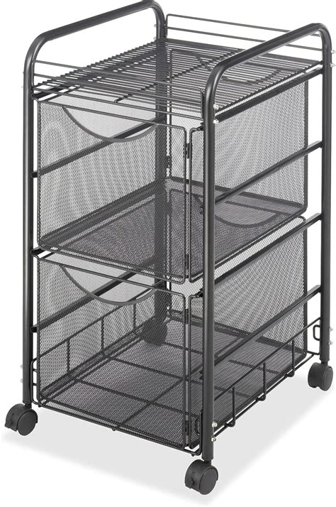 Safco Onyx Mesh Rolling File Cart File Drawers Letter Size Black W X H Steel