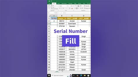 Serial Number In Excel 5 Example Exceltips Excel Exceltutorial Youtube