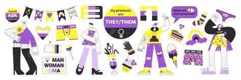 Premium Vector Set Of Non Binary Elements For Pride Month