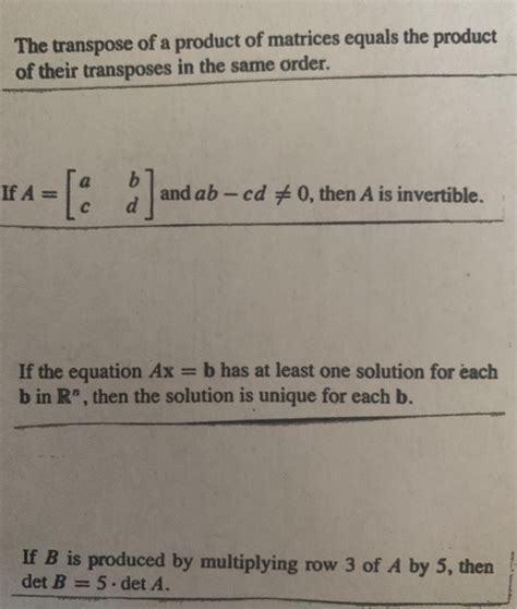 Solved The Transpose Of A Product Of Matrices Equals The Chegg