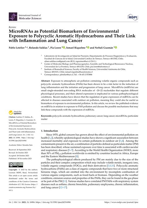 Pdf Micrornas As Potential Biomarkers Of Environmental Exposure To
