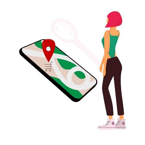 Premium Vector Vector Mobile With A Navigator App With A Girl In