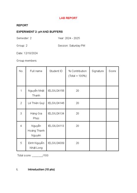 Lab Report Experiment 2 Lab Report Report Experiment 2 Ph And