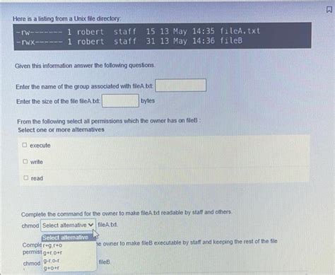 Solved Here Is A Listing From A Unix File Directory Rw 1