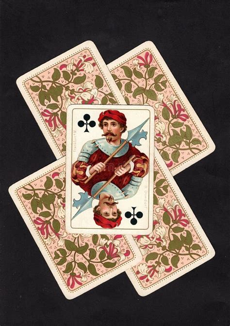 A Montage Of Vintage Playing Card Backs With One Card Revealed Stock