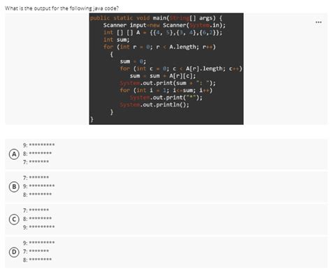 Solved What Is The Output For The Following Java Code