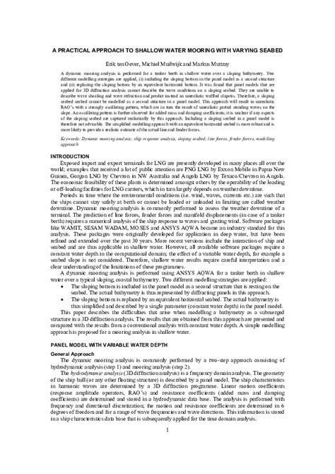 Pdf A Practical Approach To Shallow Water Mooring With Varying Seabed