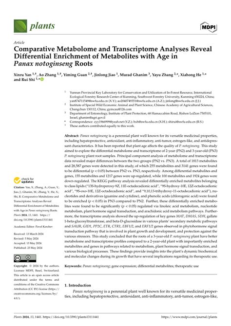 Pdf Comparative Metabolome And Transcriptome Analyses Reveal