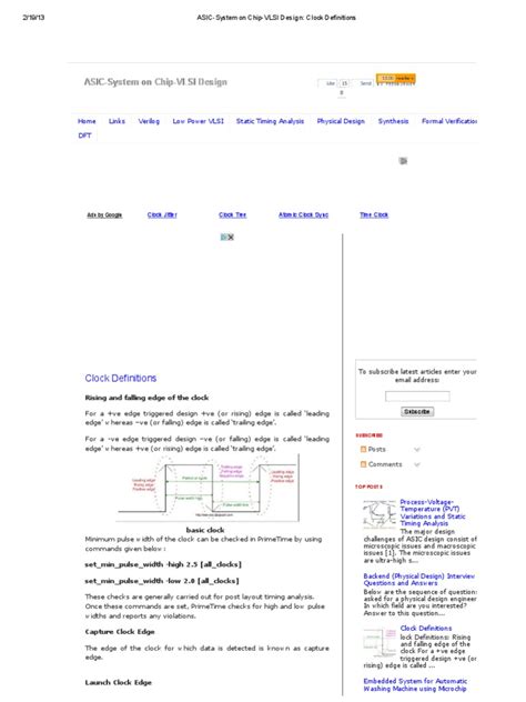 Asic System On Chip Vlsi Design Clock Definitions Pdf Electronic Design Automation