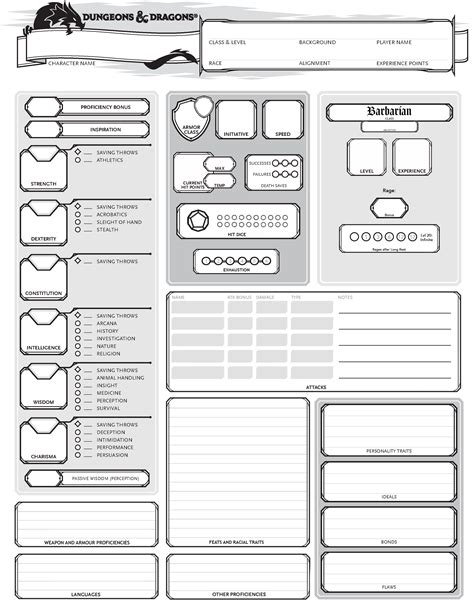 My Concept For Class Specific Character Sheets R Dnd
