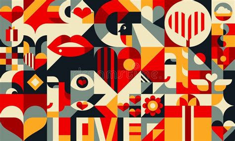 valentine bauhaus modern geometric grid pattern stock vector illustration of simple cloud