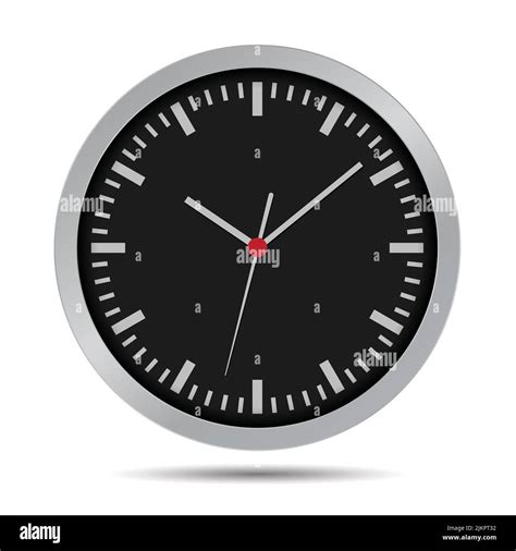 Flat Design Illustration Of A Dark Wall Clock Circular Clock Face With