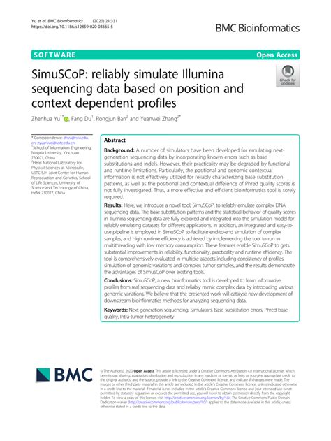 Pdf Simuscop Reliably Simulate Illumina Sequencing Data Based On