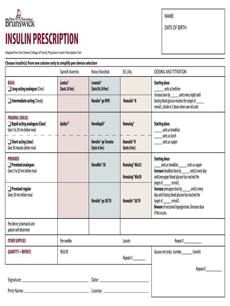 Fillable Online Gnb Insulin Prescription New Brunswick Gnb Fax Email Print Pdffiller