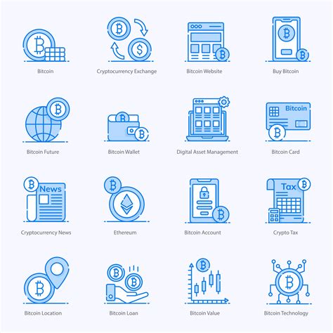 Modern Bitcoin And Blockchain Icon Set Vector Art At Vecteezy