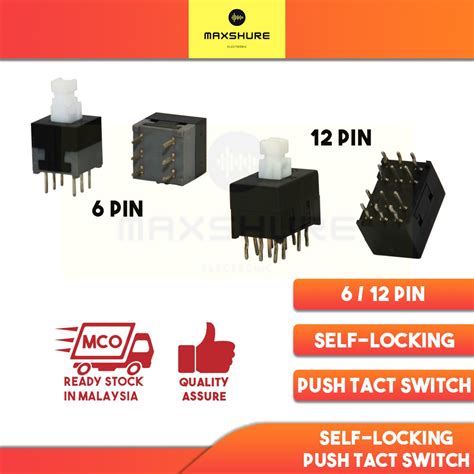[maxshure] 6 Pin 12 Pin Self Locking Push Button Tactile Switch