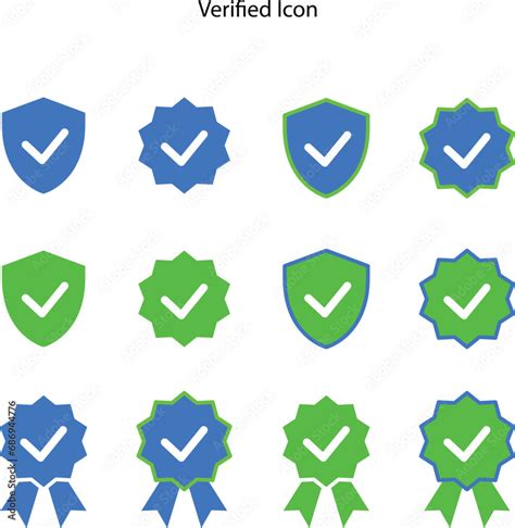 Verified Badge Profile Set Verified Badge Social Media Account Verification Icons Blue Check