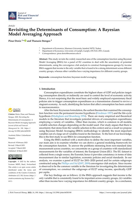 Pdf Revisiting The Determinants Of Consumption A Bayesian Model