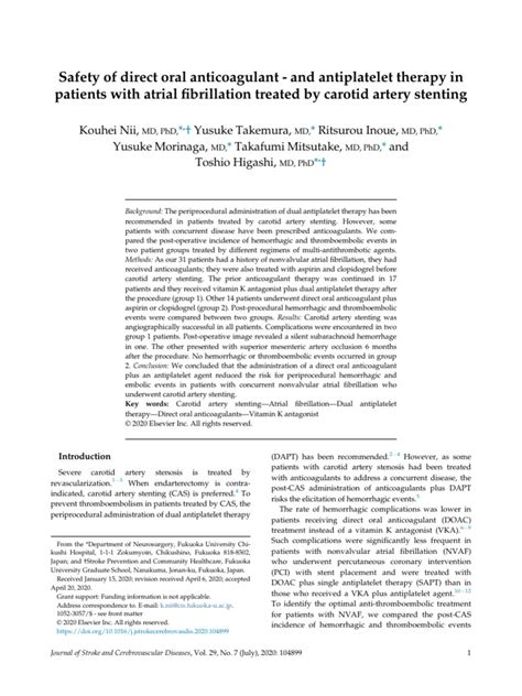 Safety Of Direct Oral Anticoagulant And Antiplatelet Therapy In Safety Of Direct Oral Anticoagulant And Antiplatelet Therapy In