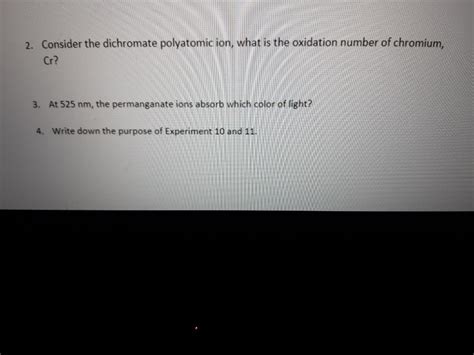 Solved 2 Consider The Dichromate Polyatomic Ion What Is