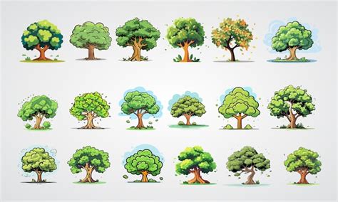 Premium Vector Tree Set Vector Illustration Pack Of Tree