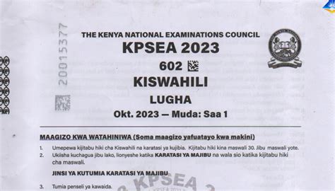Knec Kpsea 2023 Exams And Answers Teachers Arena