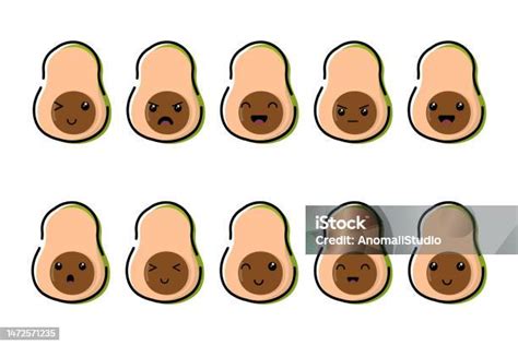 귀여운 카와이 아이콘 일러스트 레이 션 캐릭터 만화 벡터 얼굴 디자인 배경 음식 일본 요소 달콤한 이모티콘 그래픽 이모티콘 감정에 대한 스톡 벡터 아트 및 기타 이미지