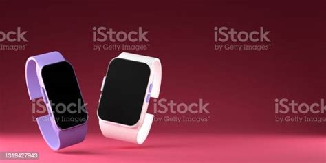 컬러 배경에 스마트 시계 텍스트에 배치합니다 3d 일러스트레이션 번역하다 디자인용 템플릿입니다 스마트시계에 대한 스톡 사진 및