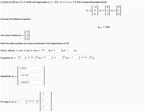 Solved 1 Point Let M Be A 3 X 3 Matrix With Eigenvalues 11