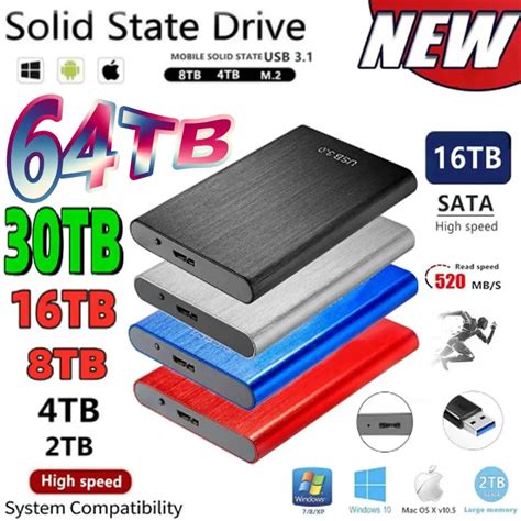 노트북용 휴대용 외장 하드 드라이브 C타입 Usb 30 고속 8tb 외장 저장 하드 디스크 1tb 2tb Ssd 4tb 16tb 신제품 Aliexpress