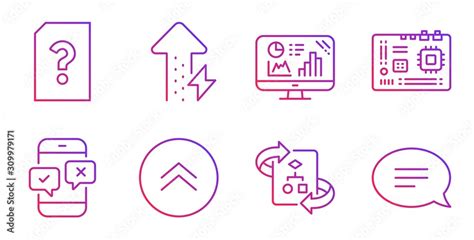 Analytics Graph Unknown File And Energy Growing Line Icons Set Swipe