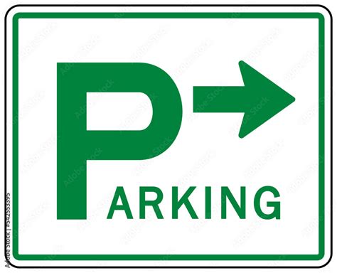 Directional Parking Lot And Road Sign Parking Sign Riht Stock