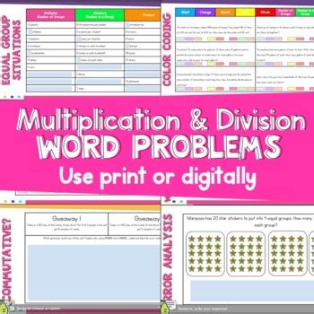 Multiplication And Division Word Problems Digital Resource By Ashleigh