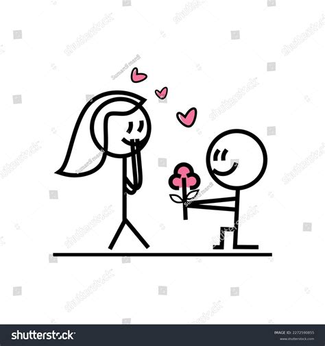 Cute Stickman Figure Expressing Love Proposing Stock Vector Royalty