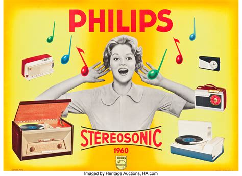 Philips Electronics Advertising Poster 1960 Full Bleed French Lot