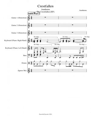 Free Sheet Music Crestfallen By Anathema Play And Download Any Time